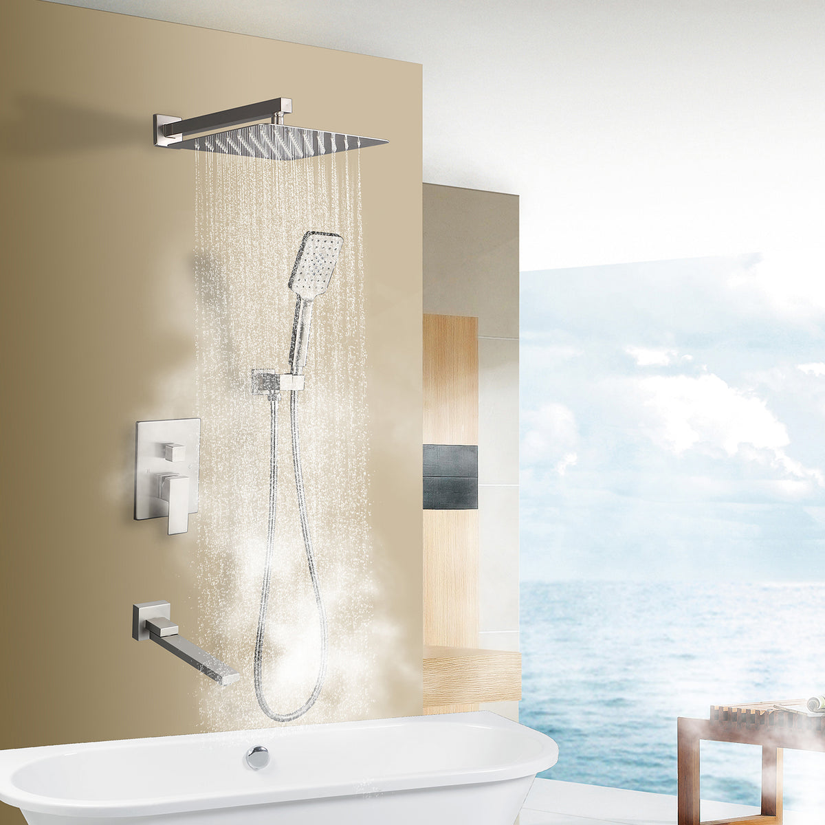 【rainlex Rx98103 10】10 Shower Head Three Functions Wall Mount Balance