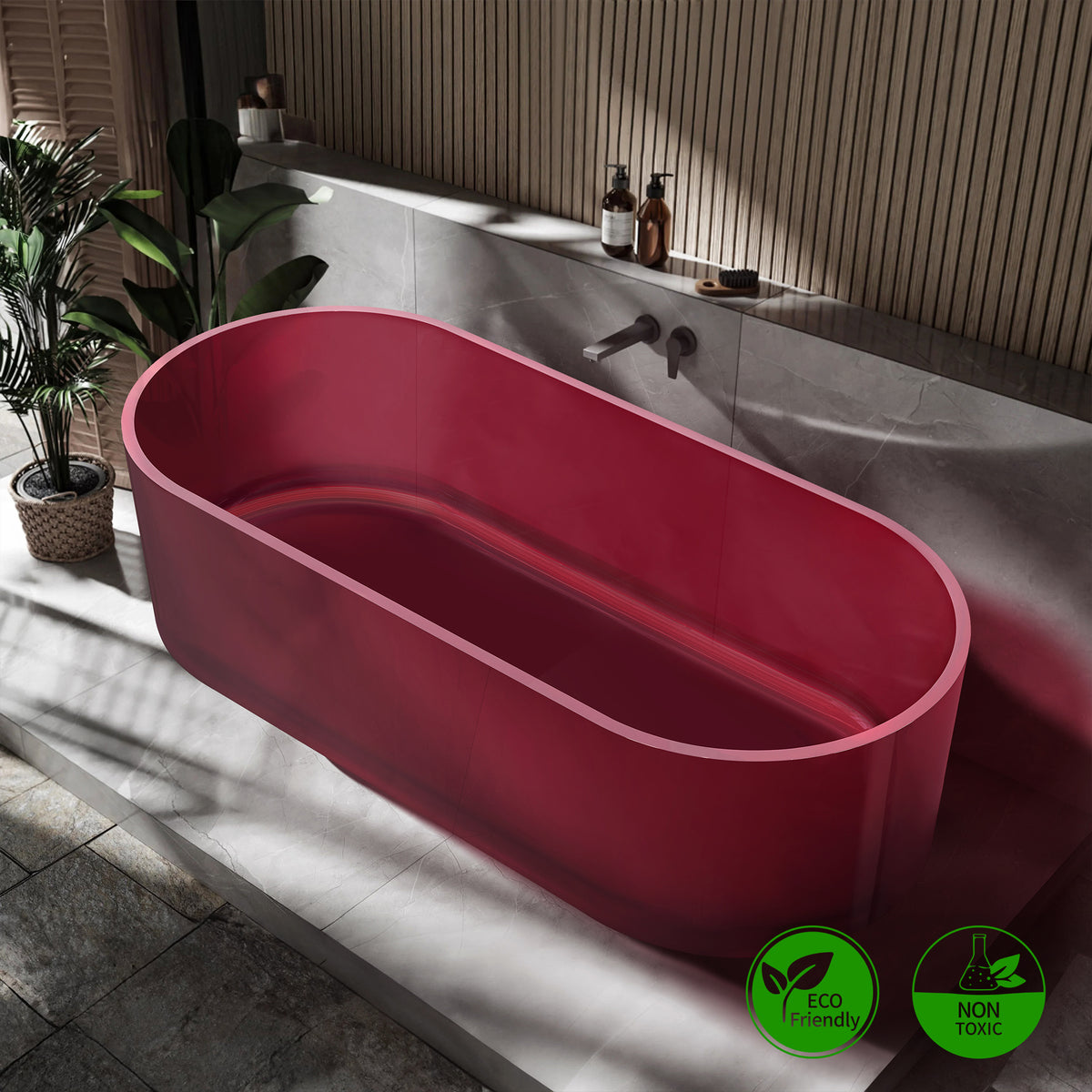 67" Oval Shaped Freestanding Solid Surface Soaking Bathtub RX-S09-67CR ...