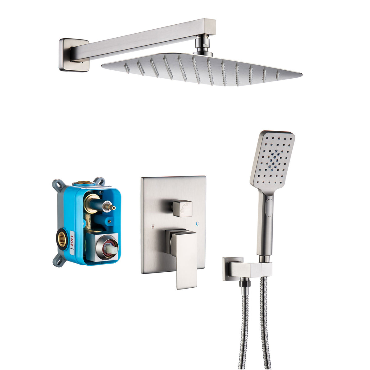 Dual-Function Square Shower Faucet with Pressure-Balance – Rainlex Store